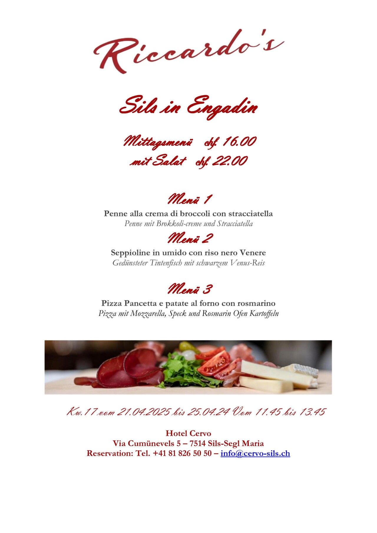 Riccardo's Pizza Restaurants in St. Moritz, Pontresina und Sils